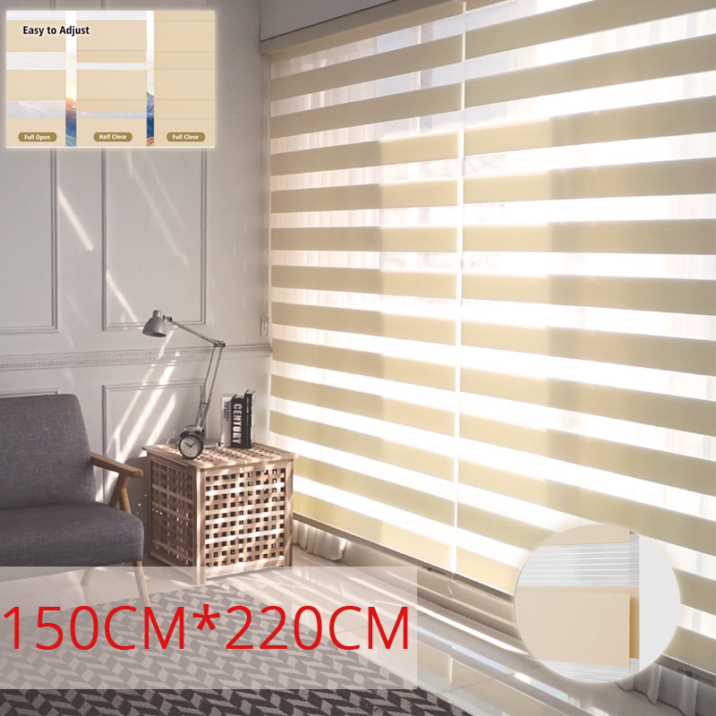 (150 W x220H, beige)Zebra Roller Shades, Zebra Blinds for Windows, Dual ...