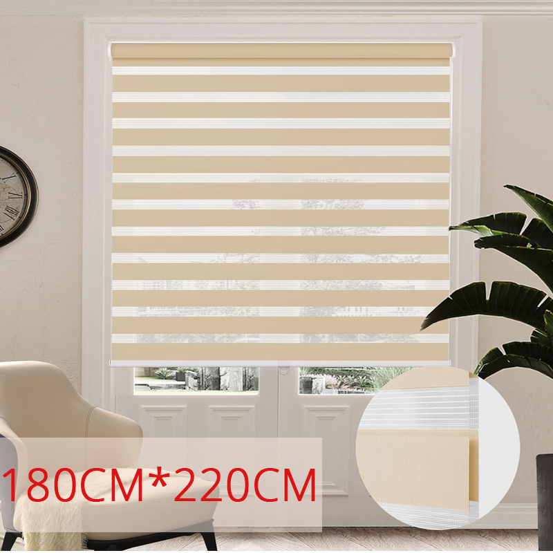 (180 W x220H, beige)Zebra Roller Shades, Zebra Blinds for Windows, Dual ...