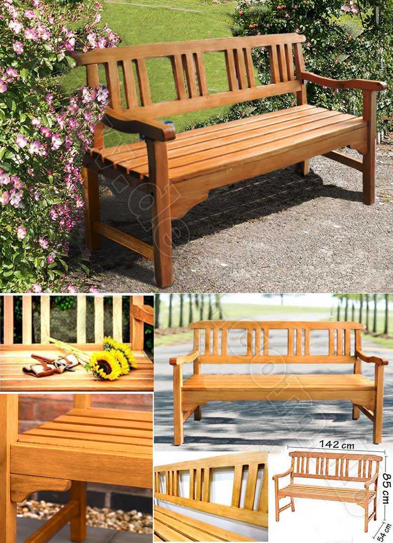 3 Seat Teak Outdoor Wooden Garden Bench