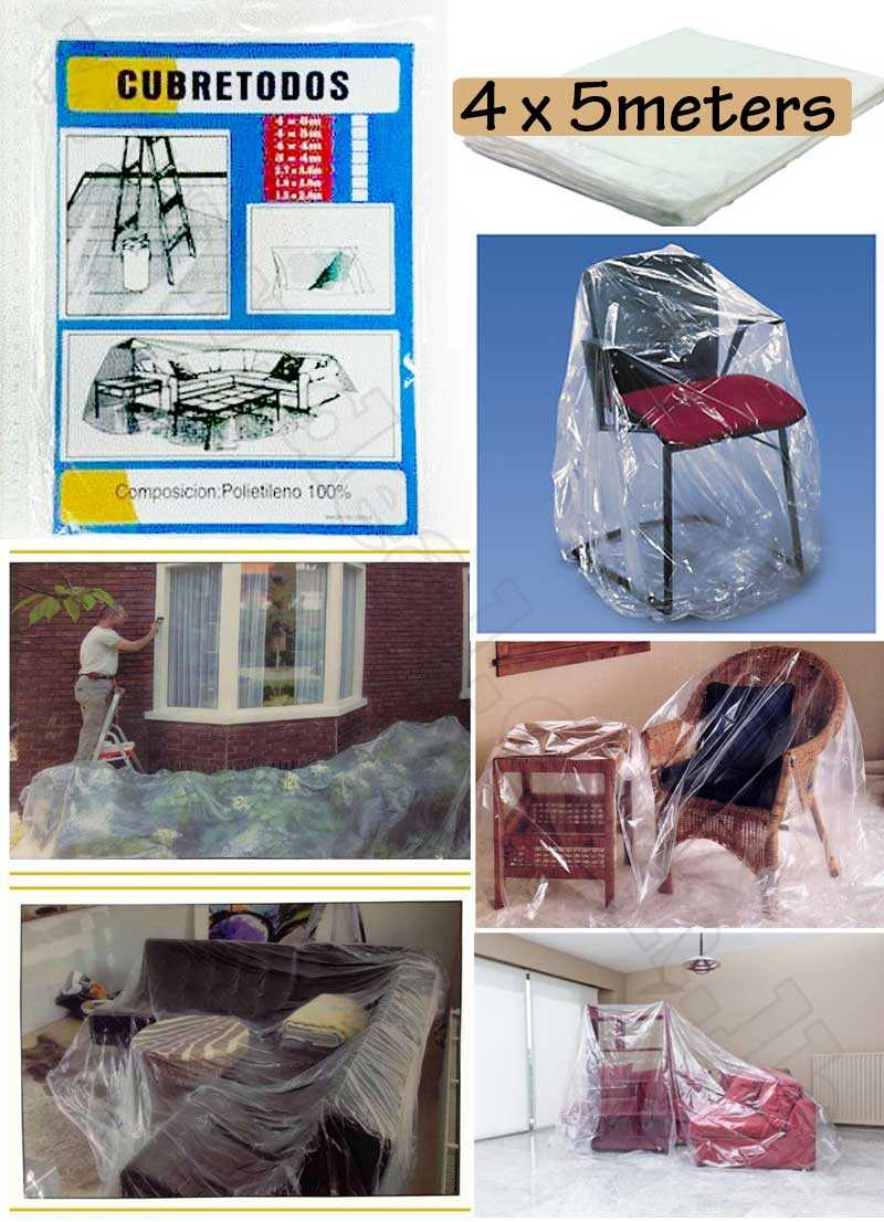 Dust Sheet Polythene Large Clear Cover Disposable Waterproof Surface ...