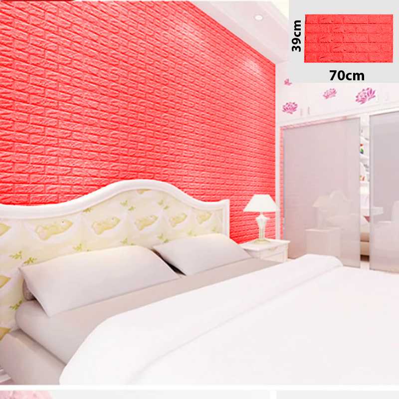 Red color 3D Brick Wall Sticker Self 70x39cm PE Foam Wallpaper ...