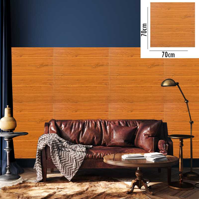 Wooden color 3D Brick Wall Sticker Self 70x70cm PE Foam Wallpaper ...